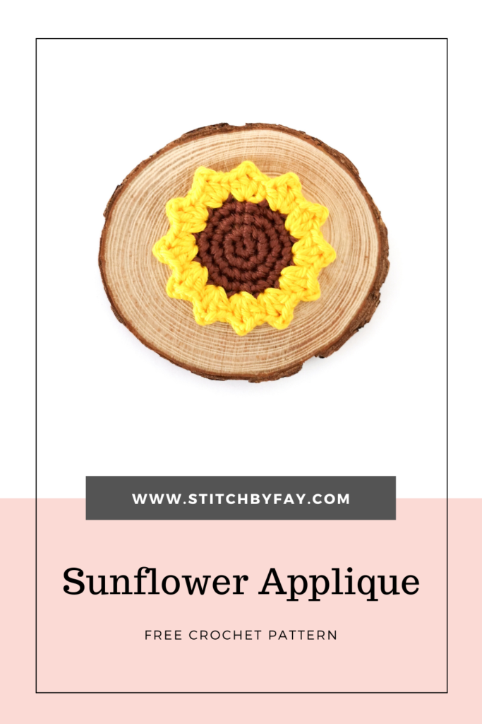 Sunflower Applique Crochet Pattern - Free Pattern - Stitch by Fay